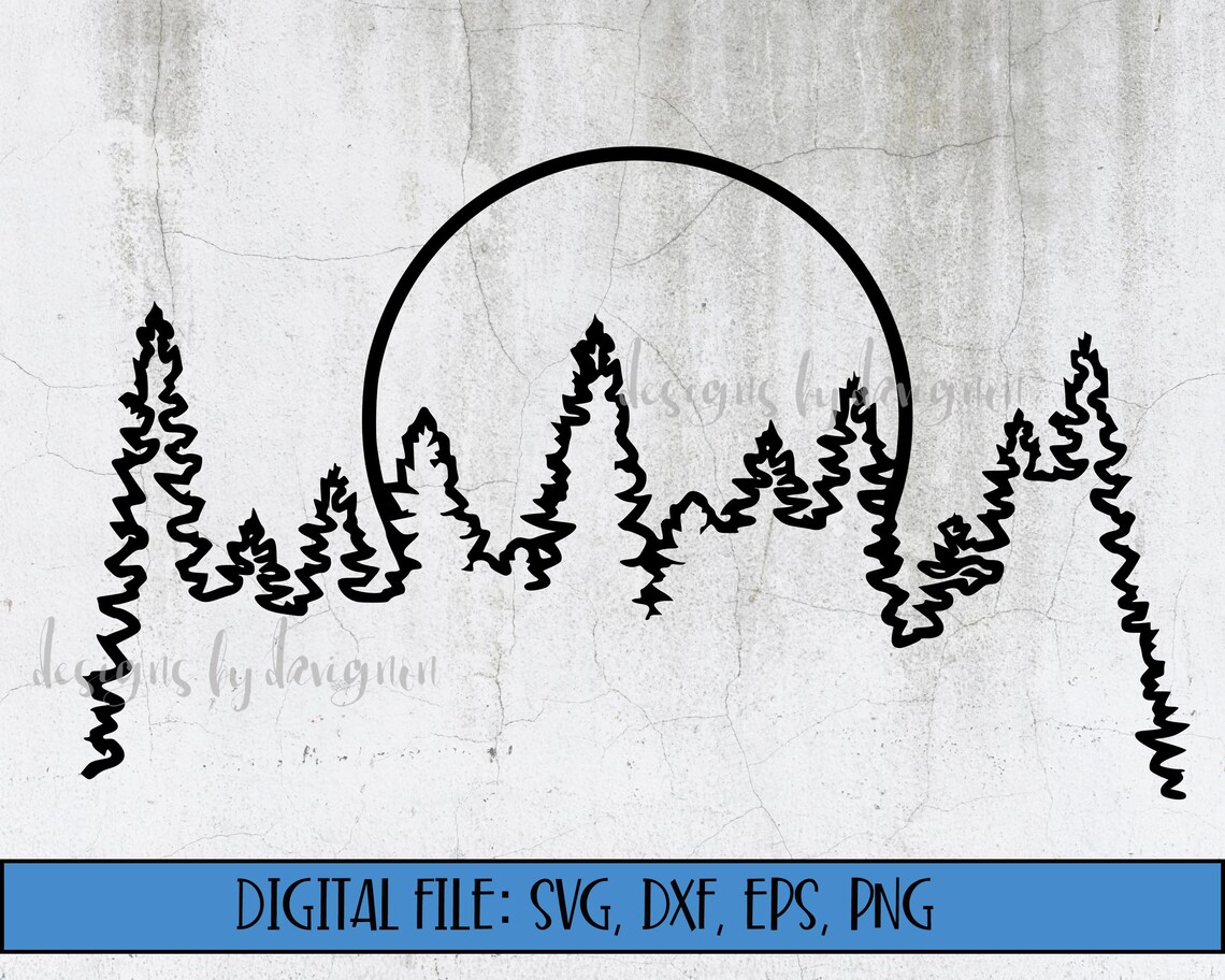 Digital File Full Moon with Trees Outline Cut File svg - Etsy Polska