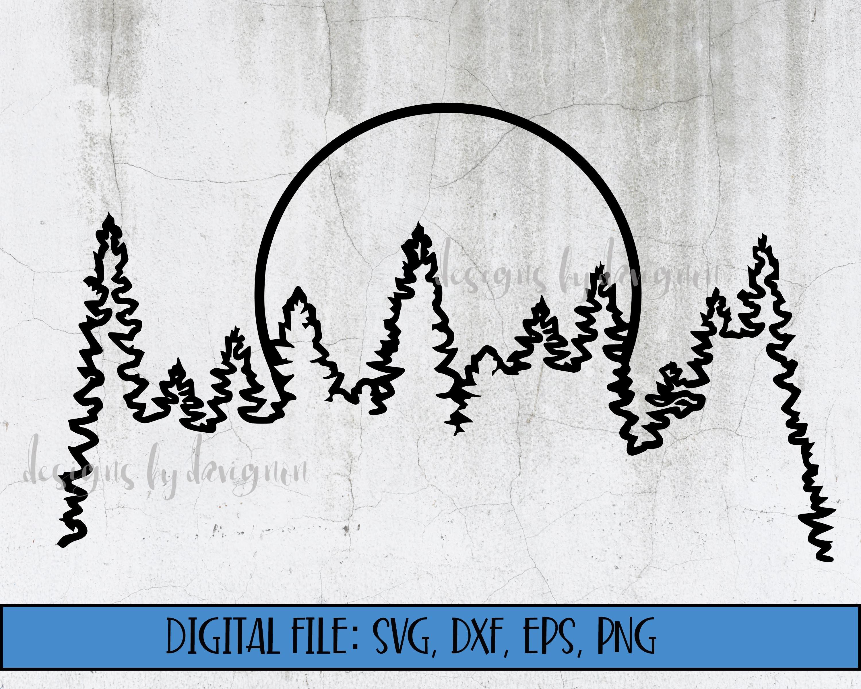 Digital File Full Moon With Trees Outline Cut File svg - Etsy Singapore