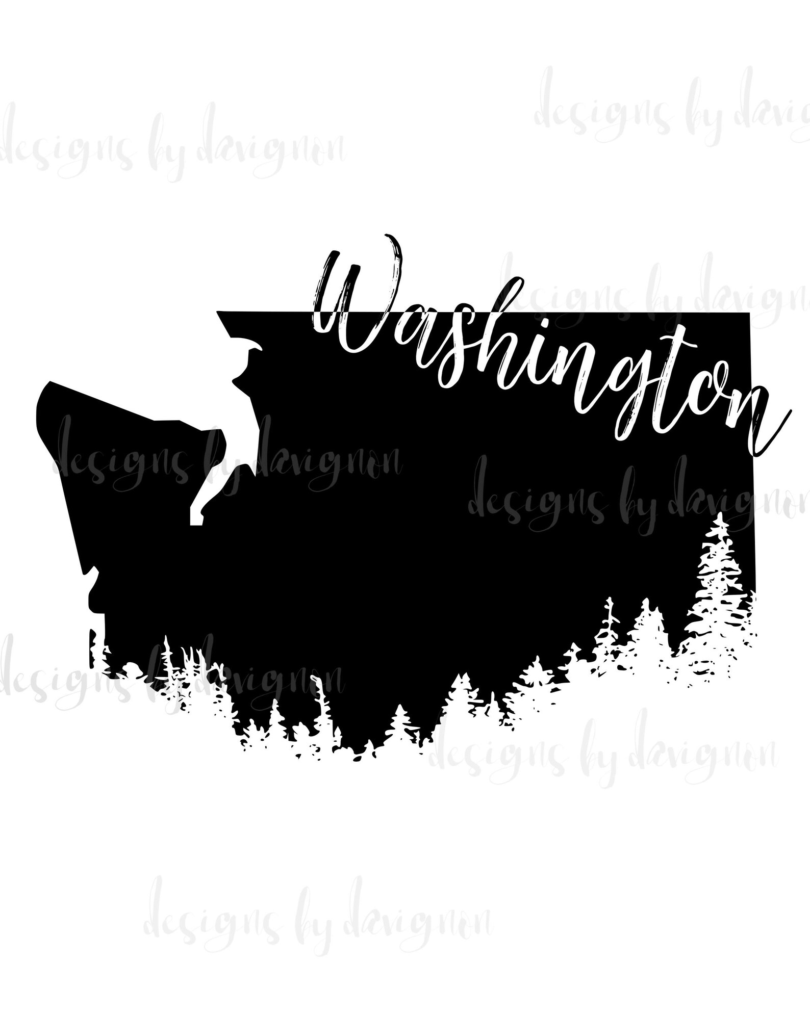 Digital File Washington State Silhouette With Tree Line - Etsy