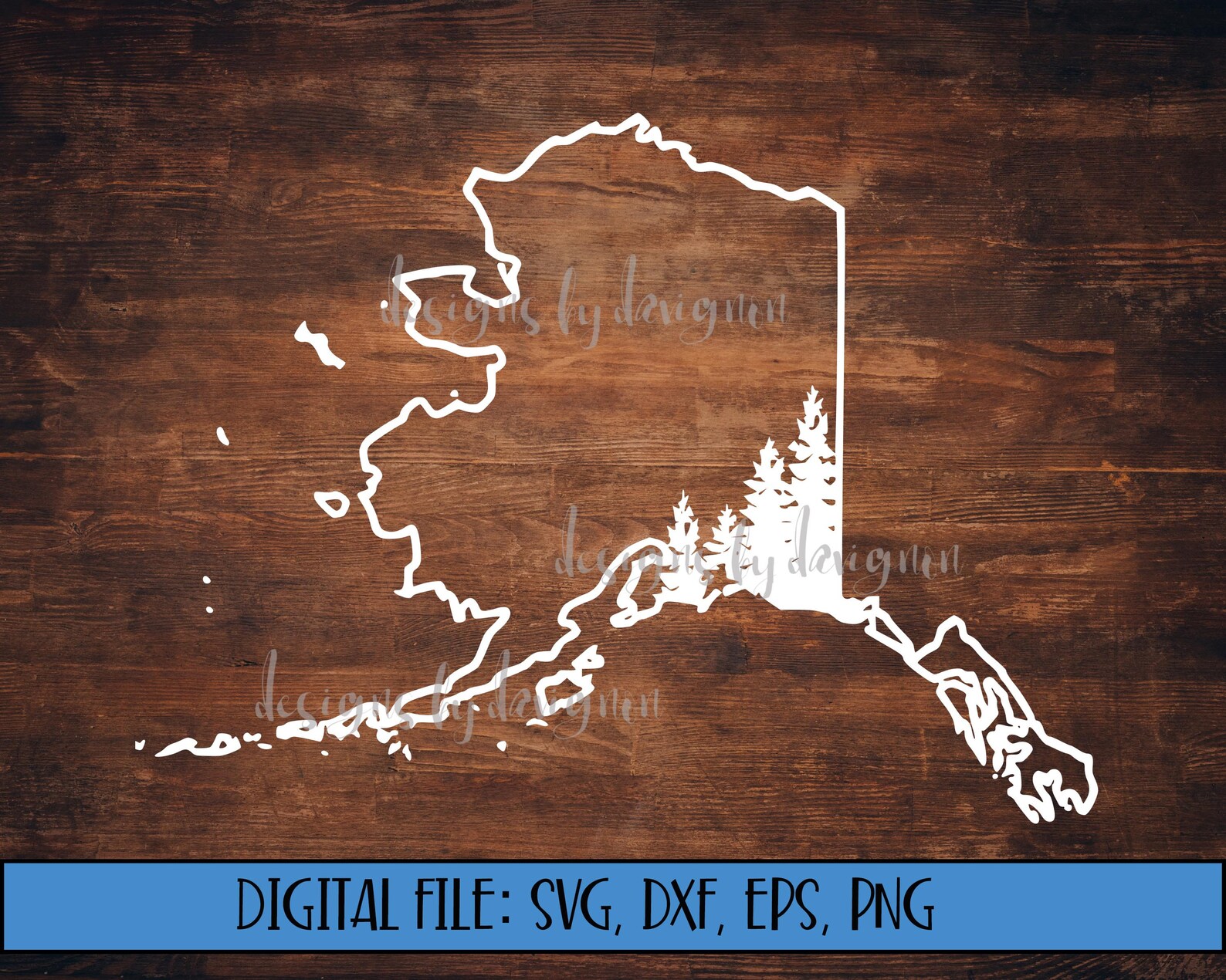 Digital File Alaska State Outline With Tree Line Cut File - Etsy