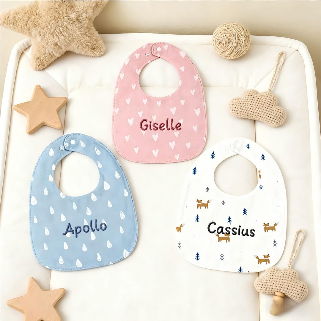 Personalized Cotton Baby Bibs,custom Name Embroidery Bib, Soft ...