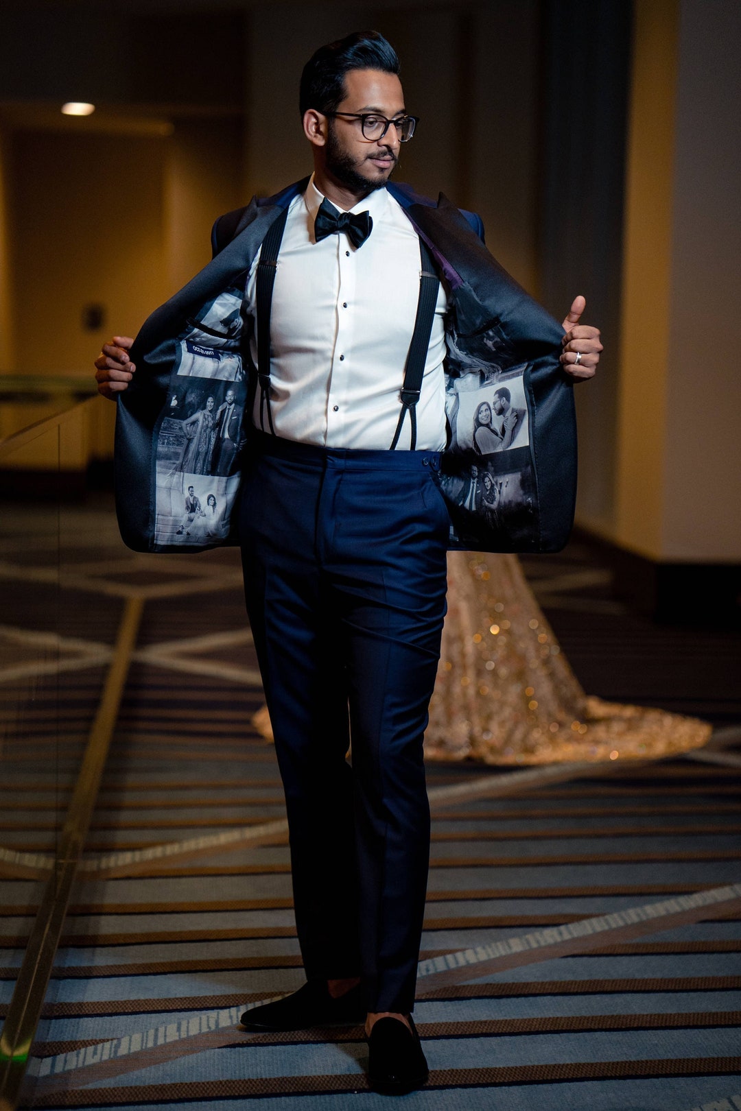 Black and White Photo Collage Suit Lining for Tuxedo Jacket Wedding ...