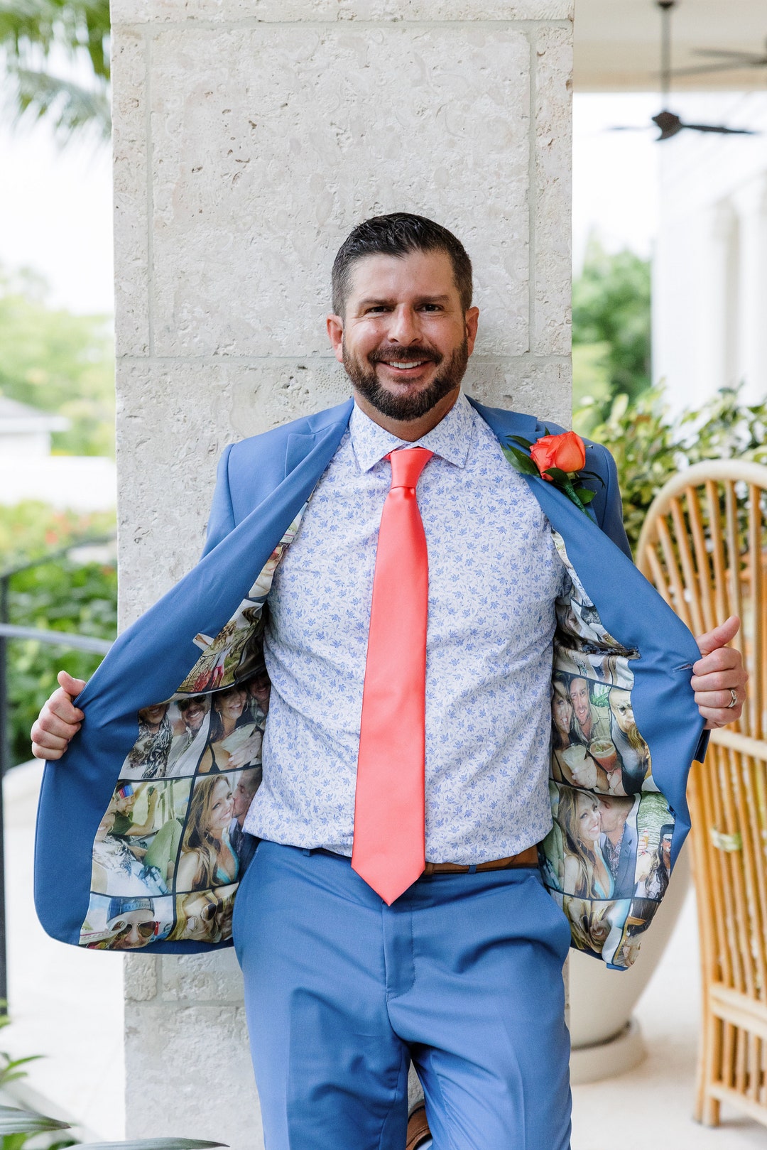 Bespoke Photo Collage Suit Lining: Silk or Satin Anniversary Tuxedo - Etsy