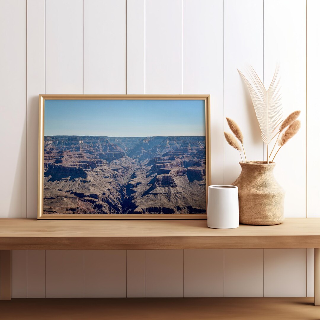Grand Canyon River View, Centered Canyon Landscape With Blue Skies ...