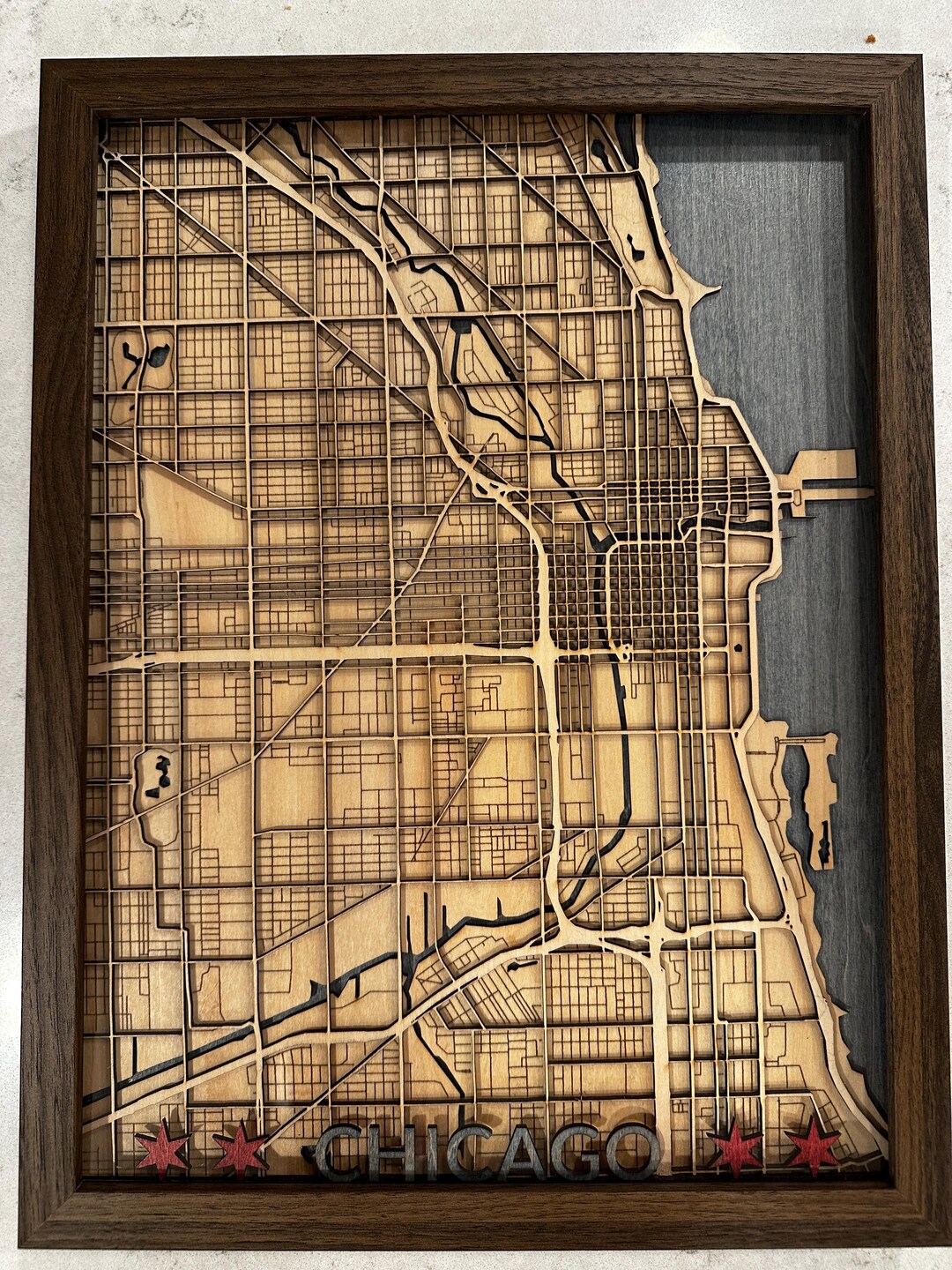 Laser Engraved Wooden City Map | Custom 12x16 Framed Art - Etsy
