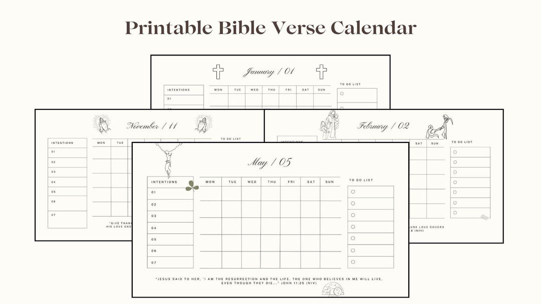 Bible Verse Calendar | Scripture Calendar | Printable Bible Verse ...