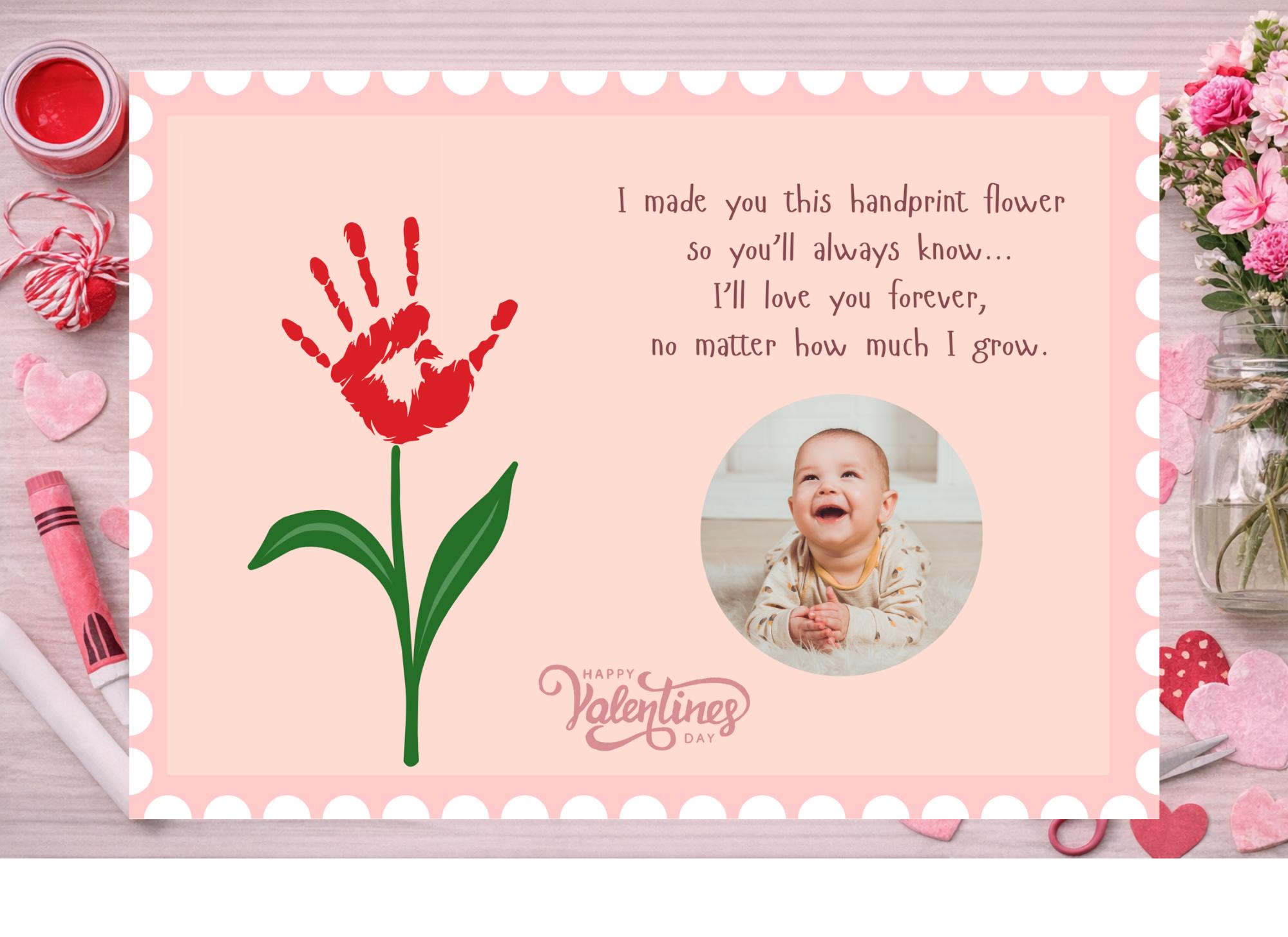Valentine’s Day Handprint Flower Craft for Kids | Printable Valentine ...