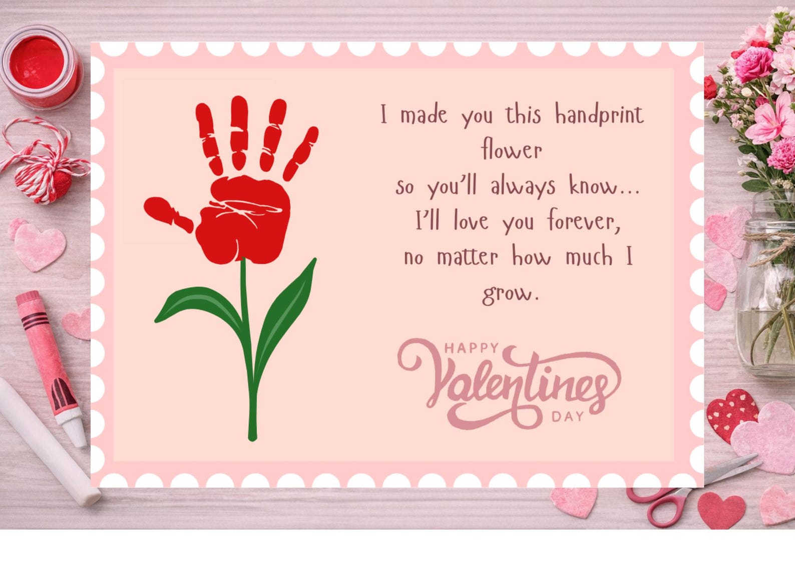 Valentine’s Day Handprint Flower Craft for Kids | Printable Valentine ...