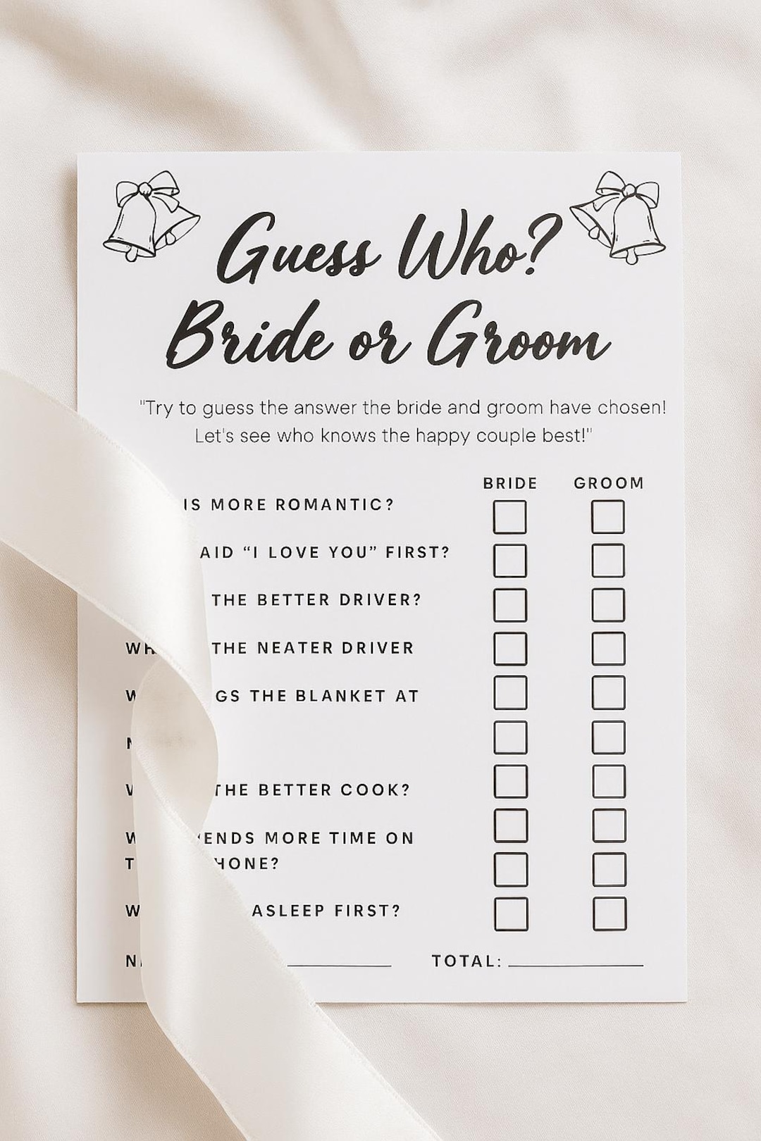 Guess Who Bride or Groom Bridal Shower Game (digital Download) - Etsy