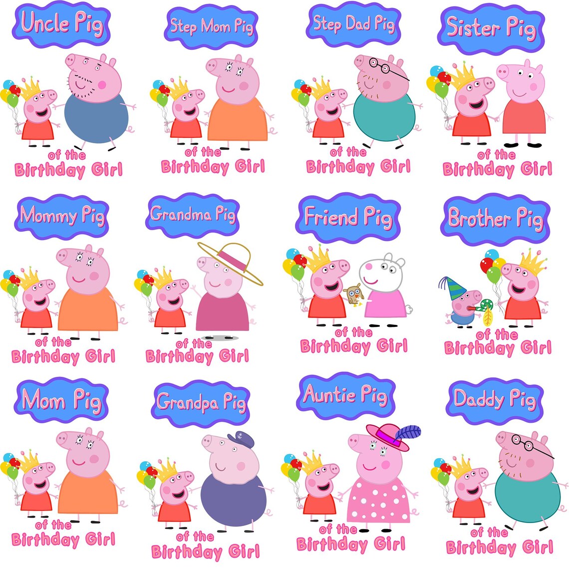 Pepp@ Pig Birthday Girl PNG Bundle | Family Matching Shirt Design | Oink Oink Age Numbers ...
