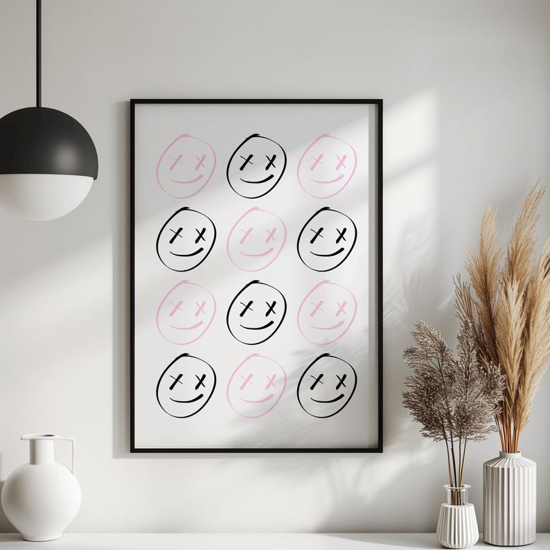 6-pack Black-and-pink Emo Printable Wall Art - Alternative Music ...