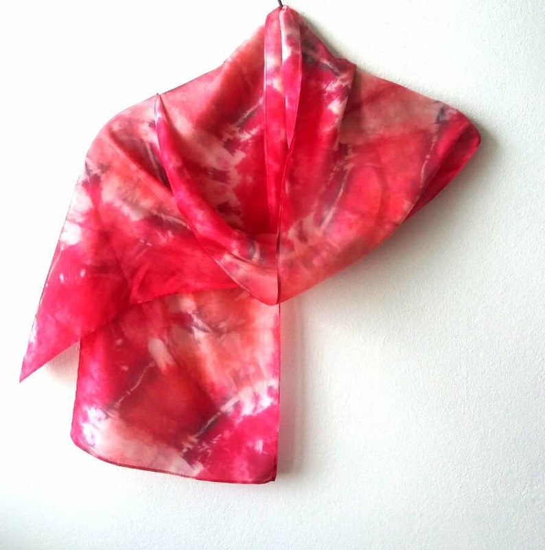 Red Tie-dye Silk Scarf, Red Silk Scarf, Wearable Art, Tie-dye Scarf ...
