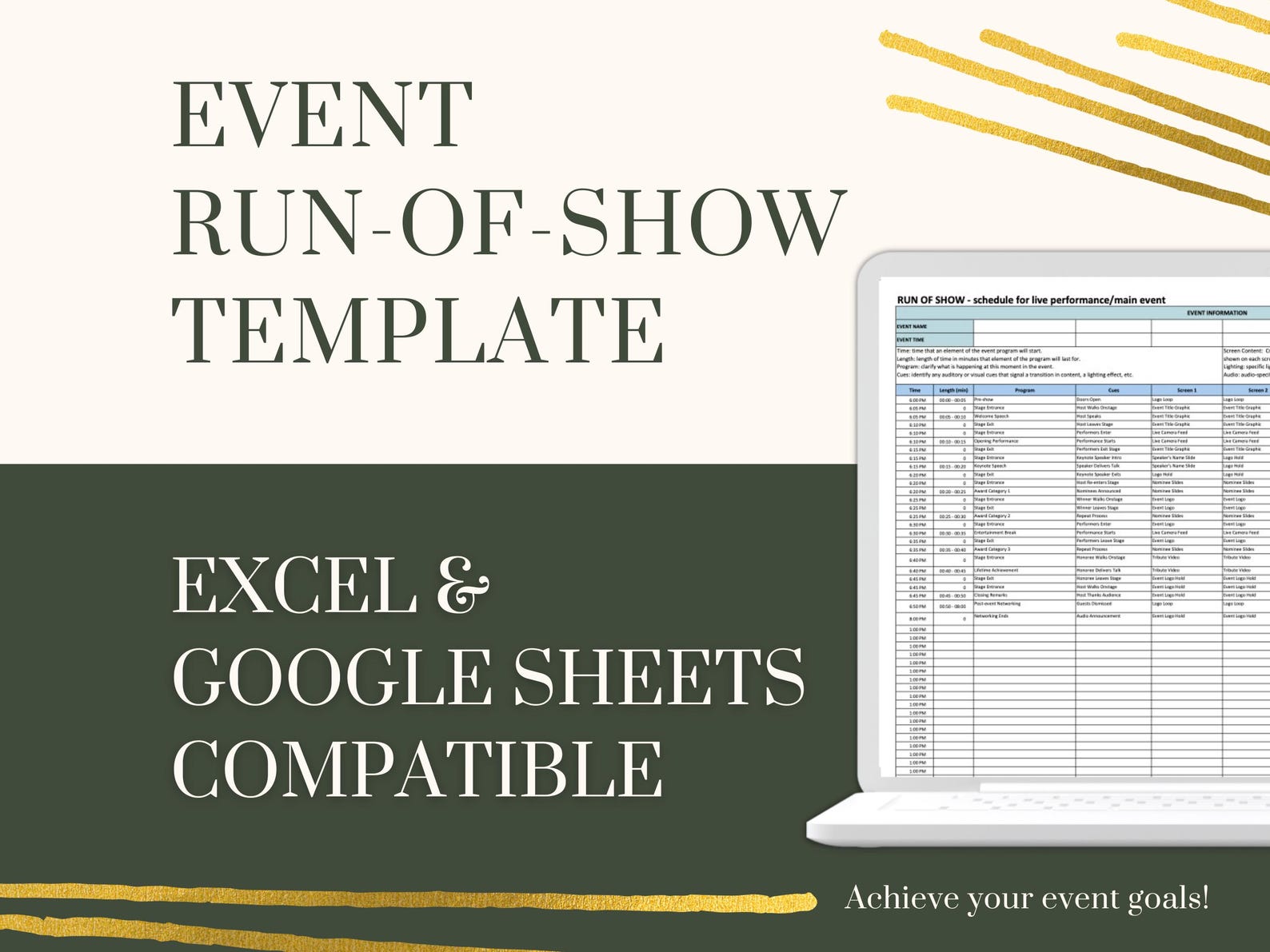 Run of Show Template Google Docs & Excel, Run of Show Event Scheduler ...