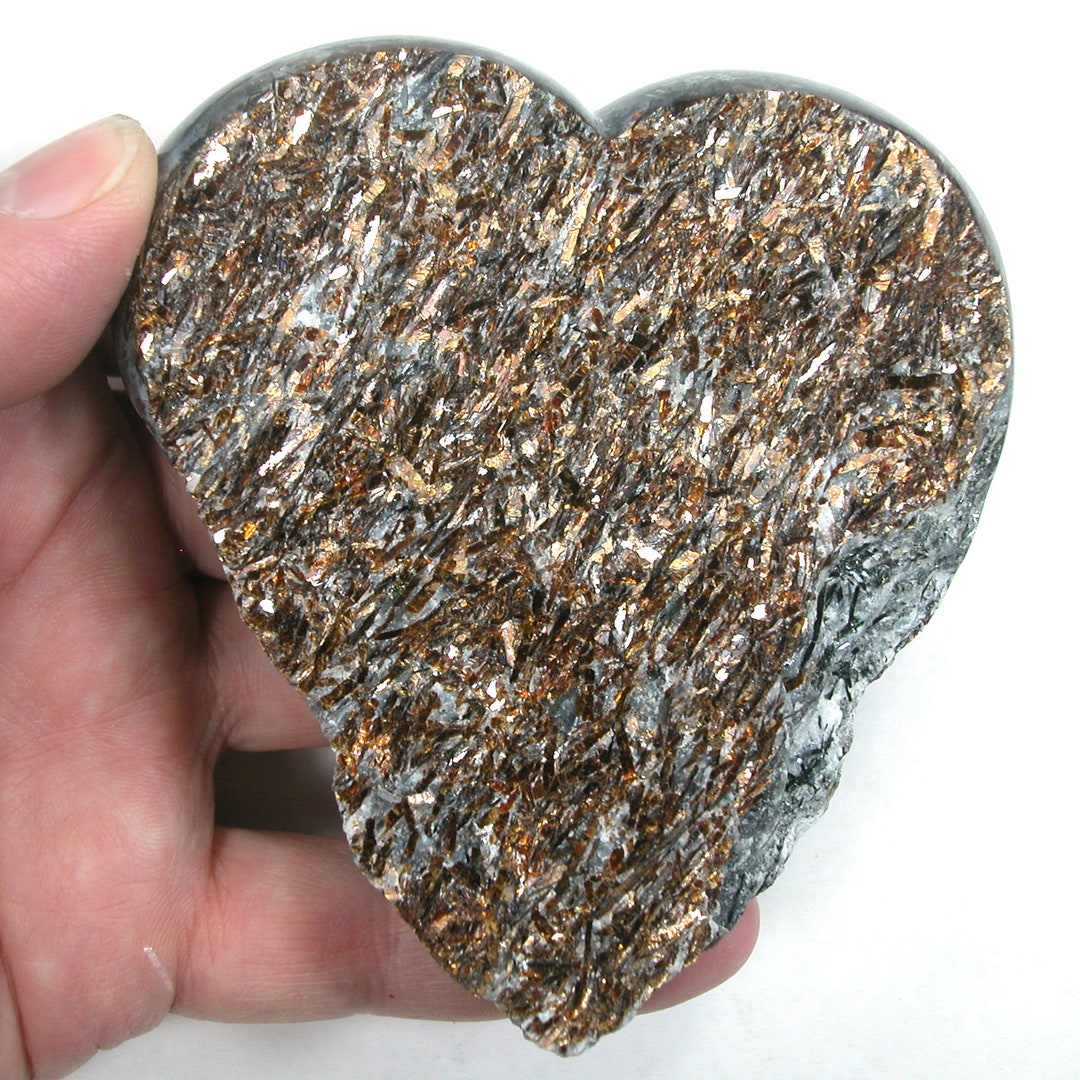 DVH 330g Astrophyllite Heart Palm Stone Druzy Fireworks Stone ...