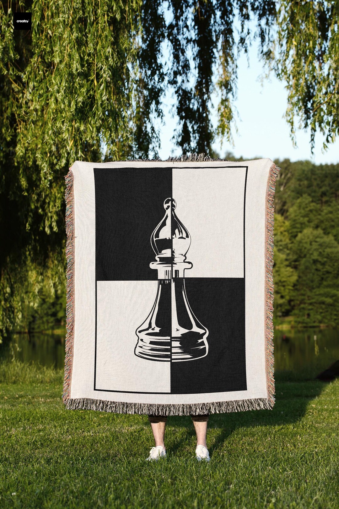 Bishop Chess Piece Blanket, Woven Bishop Tapestry, Unique Chess Decor ...