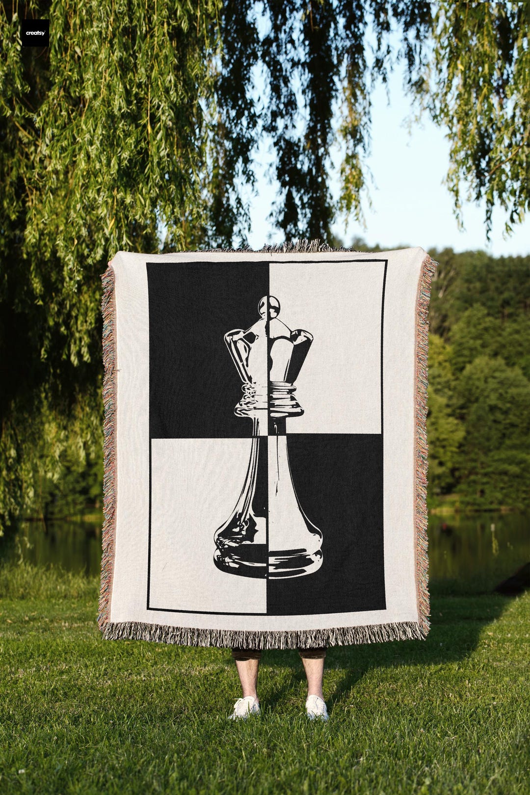 Chess Lover Blanket, Chess Board Decor, Chess Pieces Gift, Woven Chess ...
