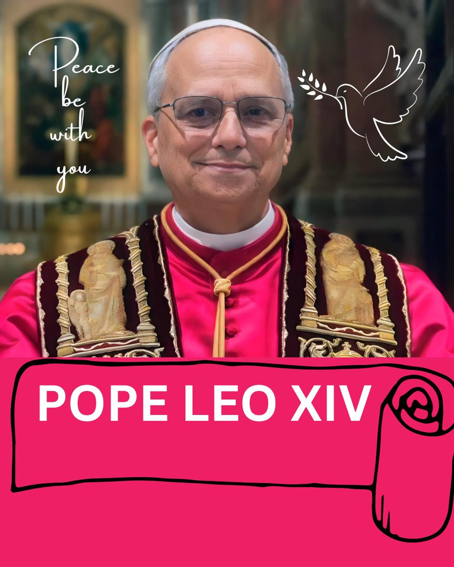 Pope Leo XIV Official Signature Portrait: Catholic Vatican Decor ...