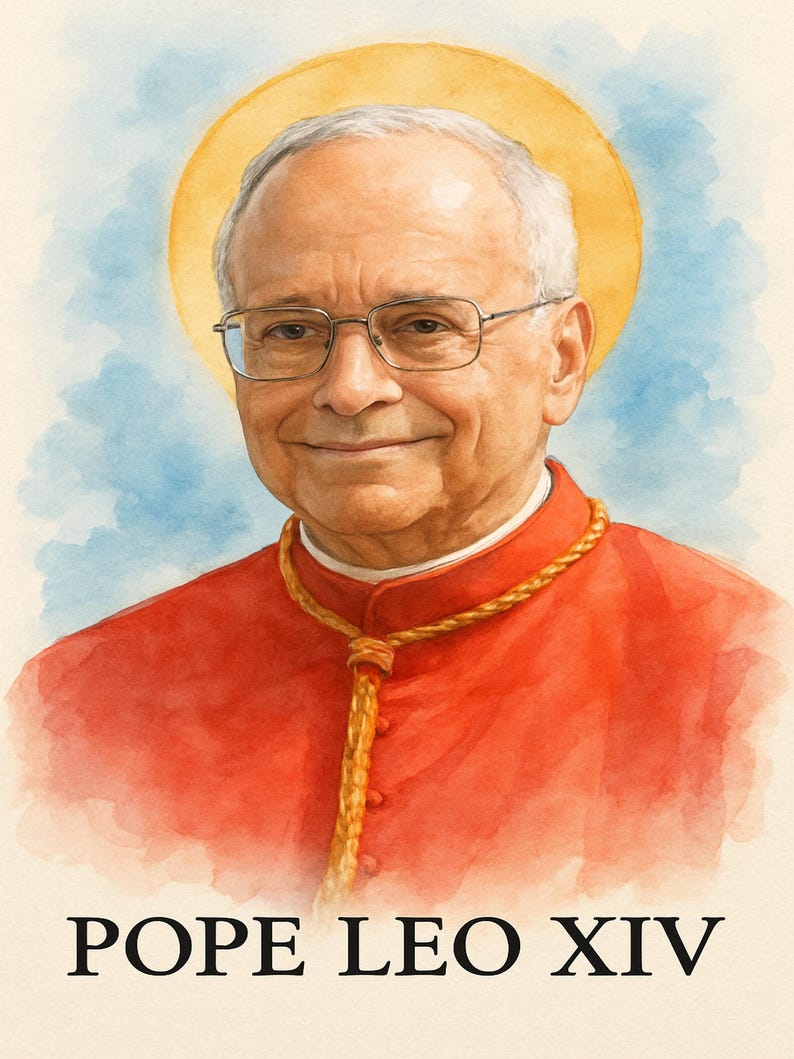 Pope Leo XIV Portrait: Catholic Art Print, Religious Gift (digital ...