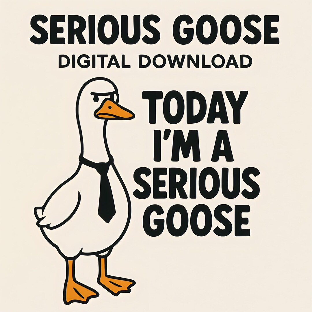 Funny Goose Clipart: Serious Goose PNG for T-shirts (digital Download ...