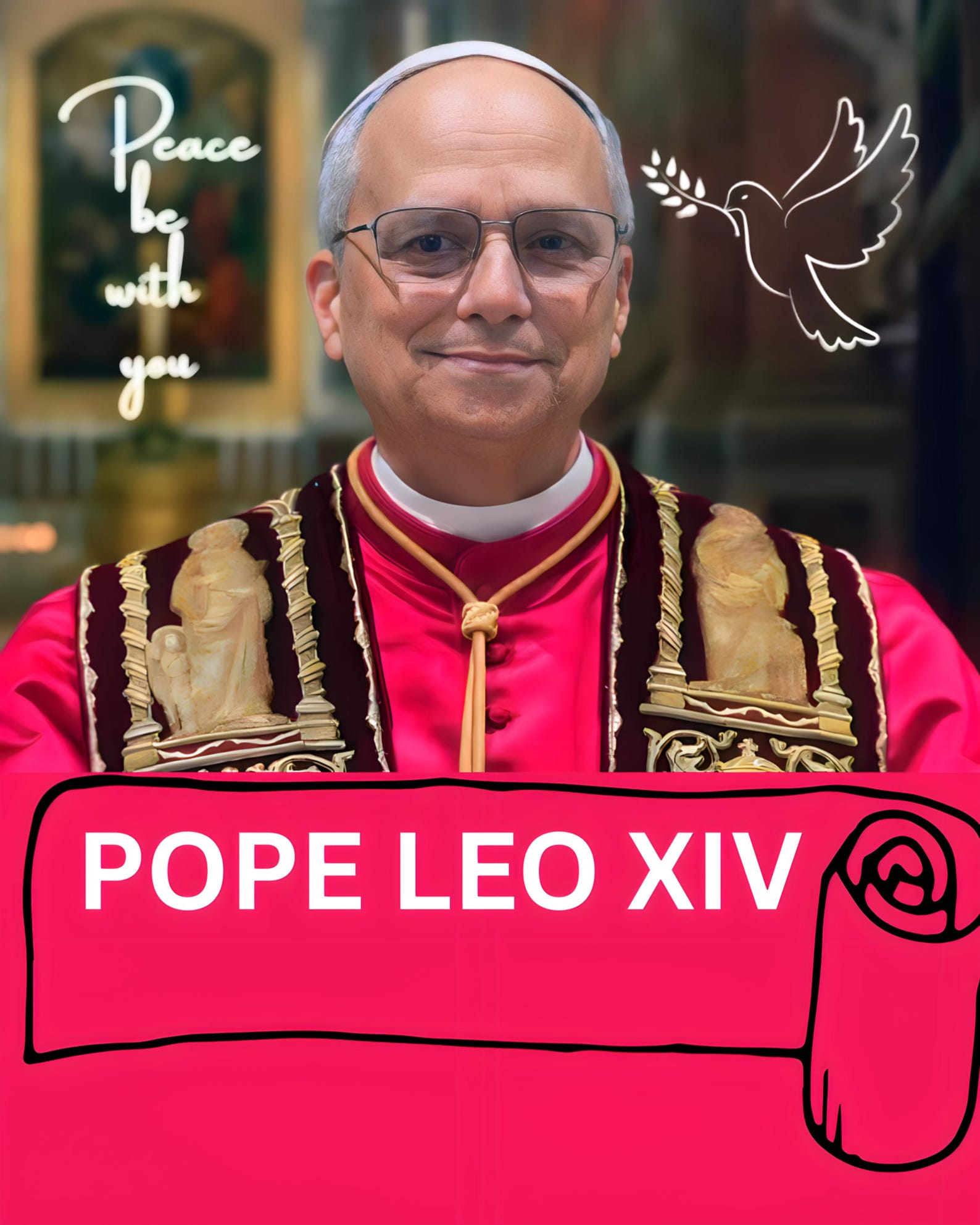 Pope Leo XIV Digital Portrait Download, Fantasy Catholic Art, Vatican ...