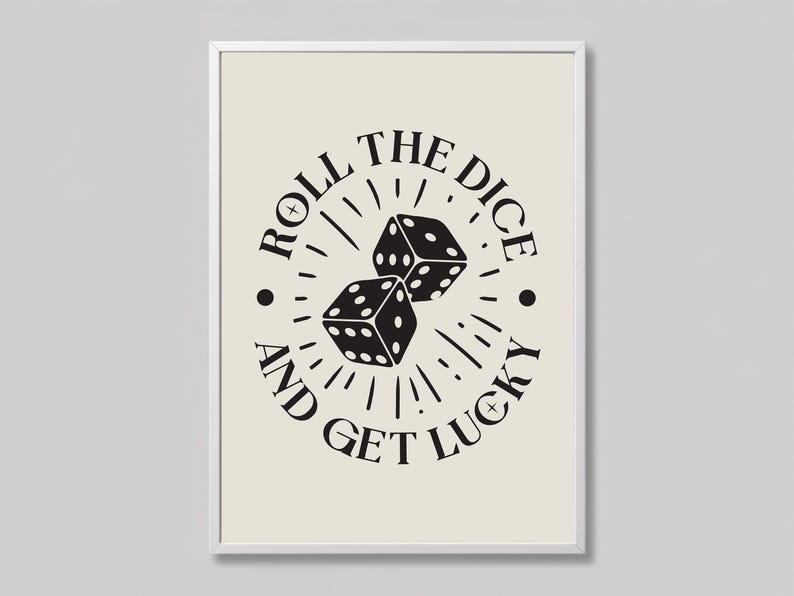 Roll the Dice Digital Download | Motivational Game Typography | Black ...