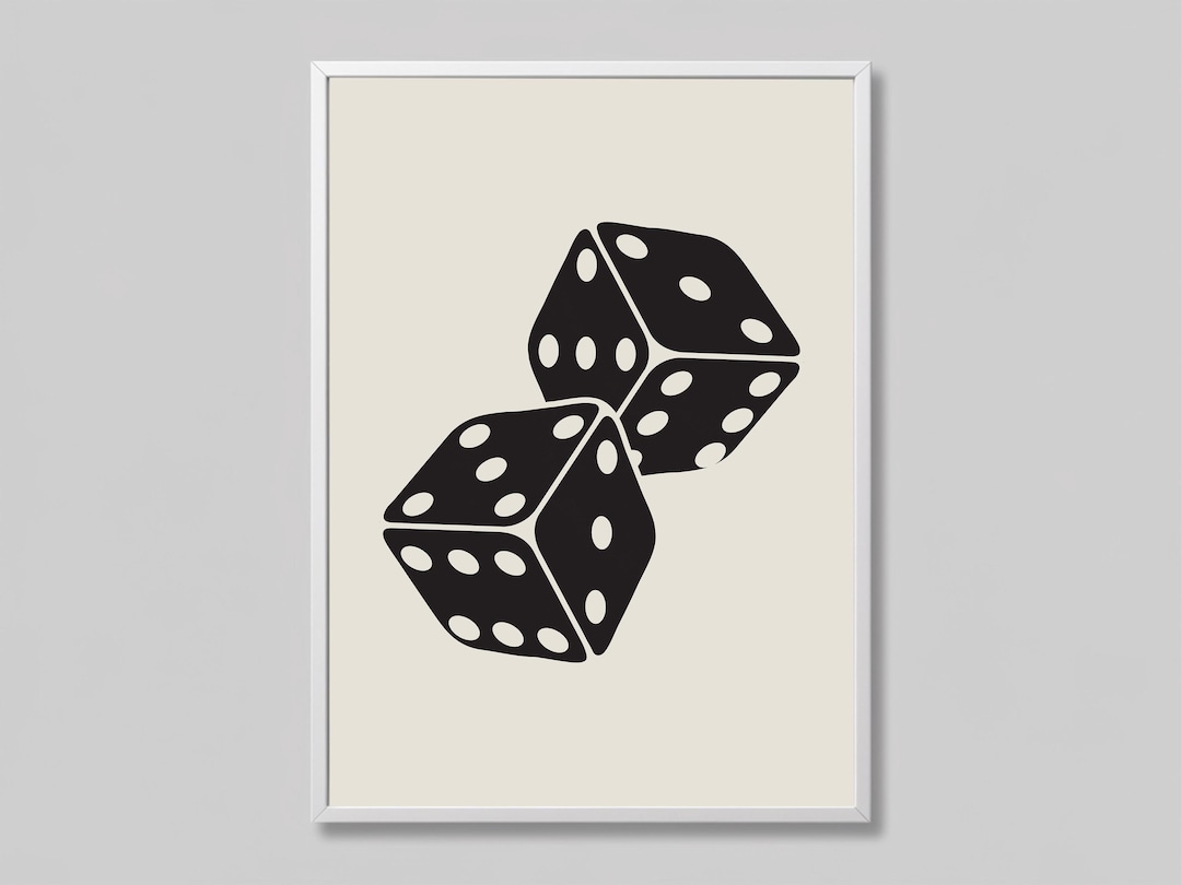 Minimalist Dice Wall Art | Modern Game Room Decor | Black and White ...