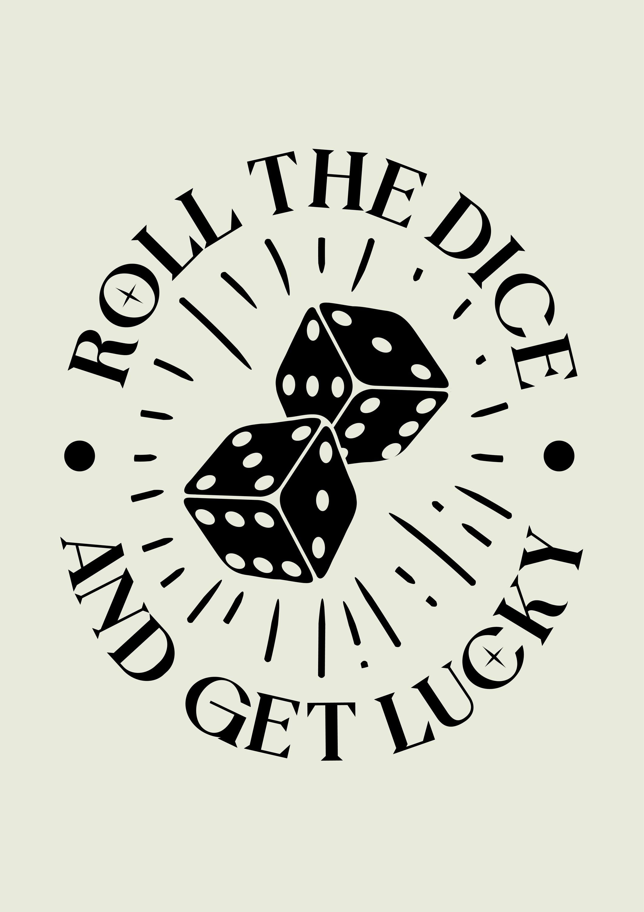 Roll the Dice Digital Download | Motivational Game Typography | Black ...