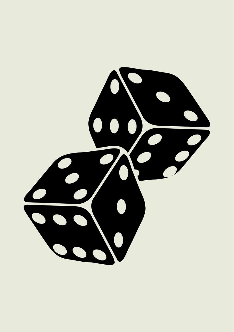 Minimalist Dice Digital Download | Modern Game Room Decor | Black and ...