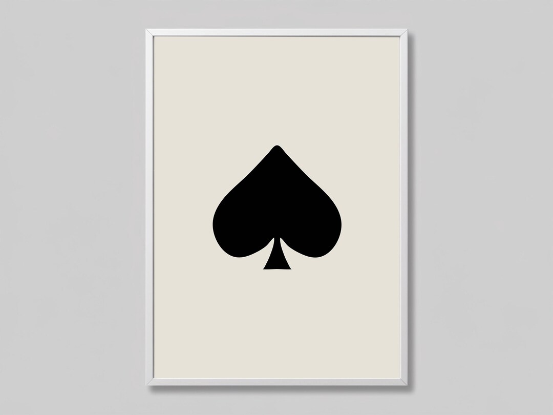 Minimalist Spade Print | Playing Card Wall Art | Black and White Game ...