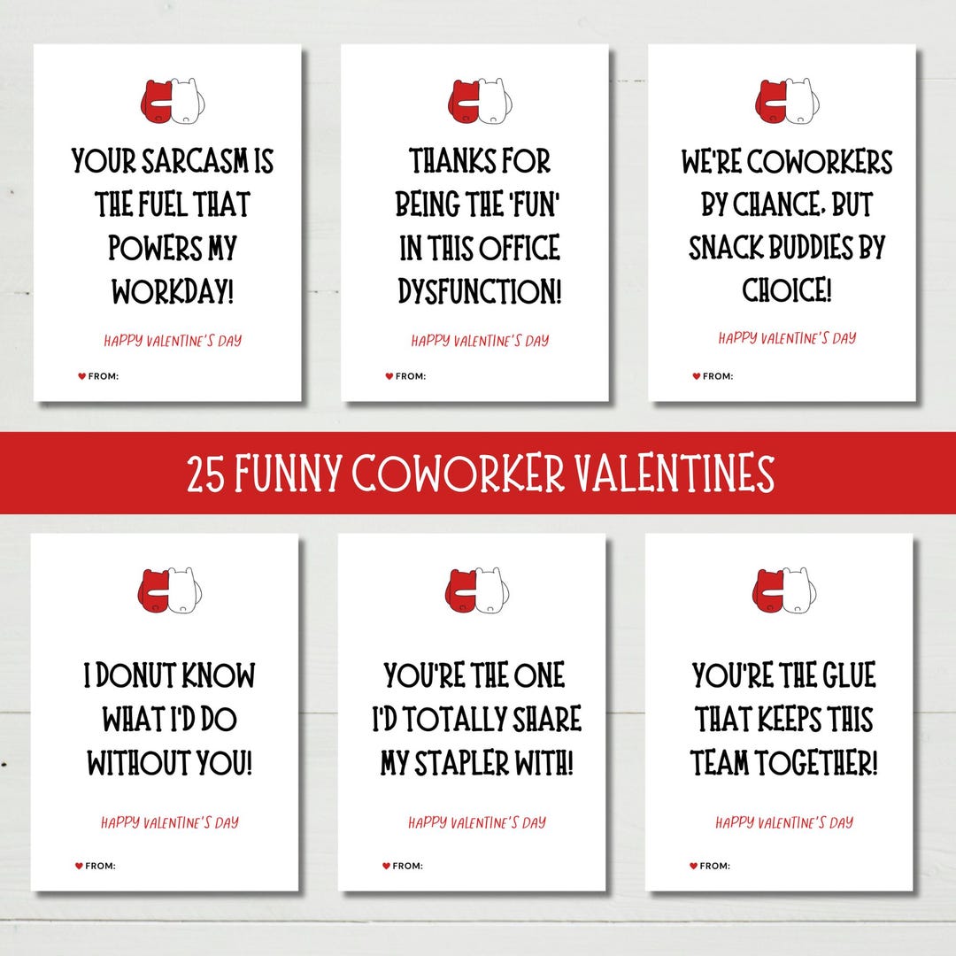 Funny Coworker Valentines Cards, Printable Gift for Work Valentine Day ...