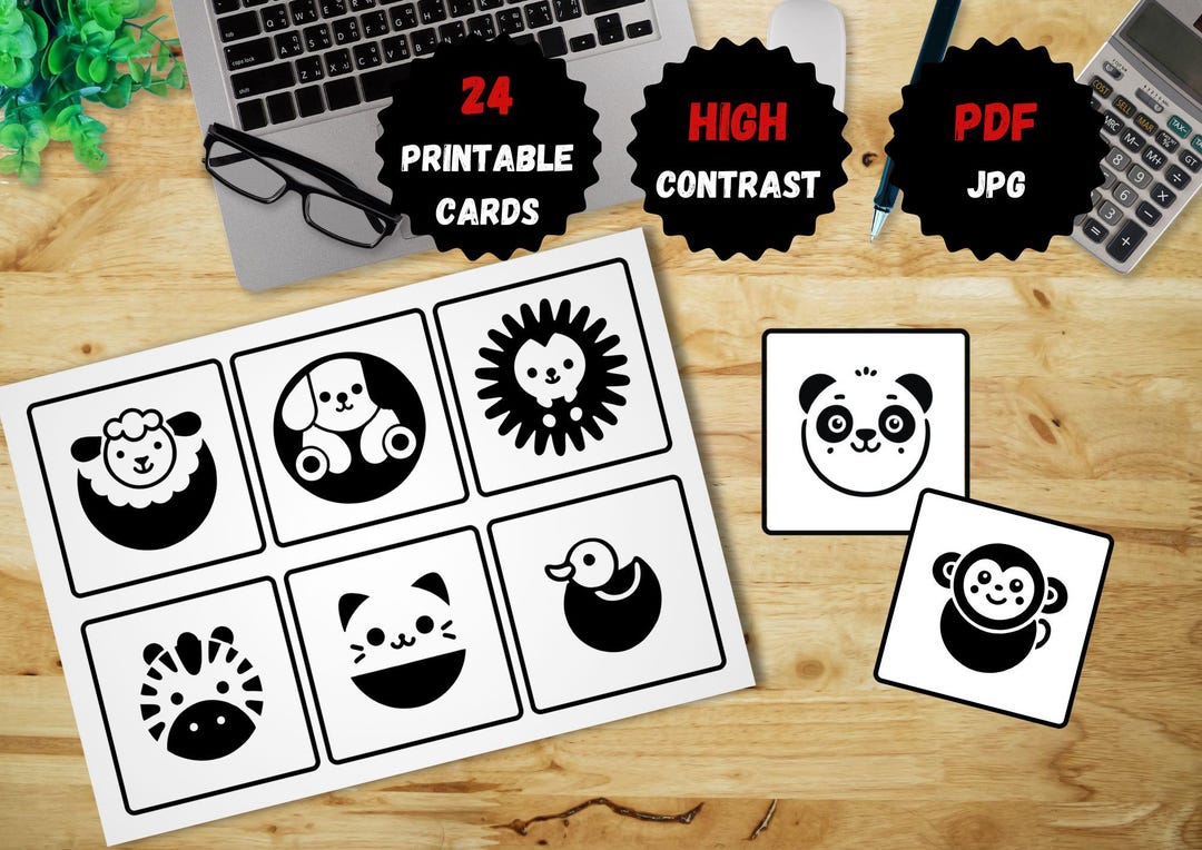 PRINTABLE High Contrast Baby Cards. Monochrome Sensory Flash Cards ...