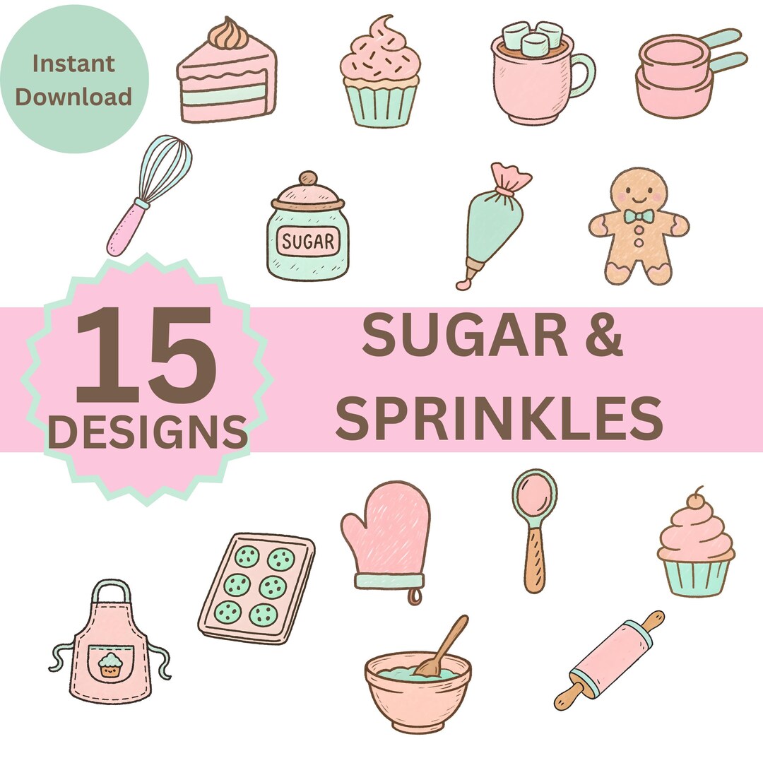 Sweet Dessert Clipart Bundle | Baking Treat Pngs | Sugar Sprinkles ...