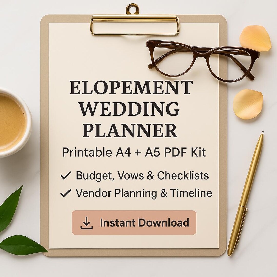 Elopement Wedding Planner | Printable Budget & Checklist PDF | A4 + A5 ...