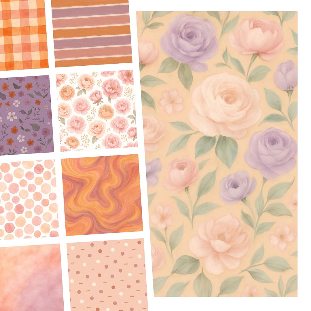 Peach Blush Watercolor Digital Paper Pack, Seamless Textures, Digital ...