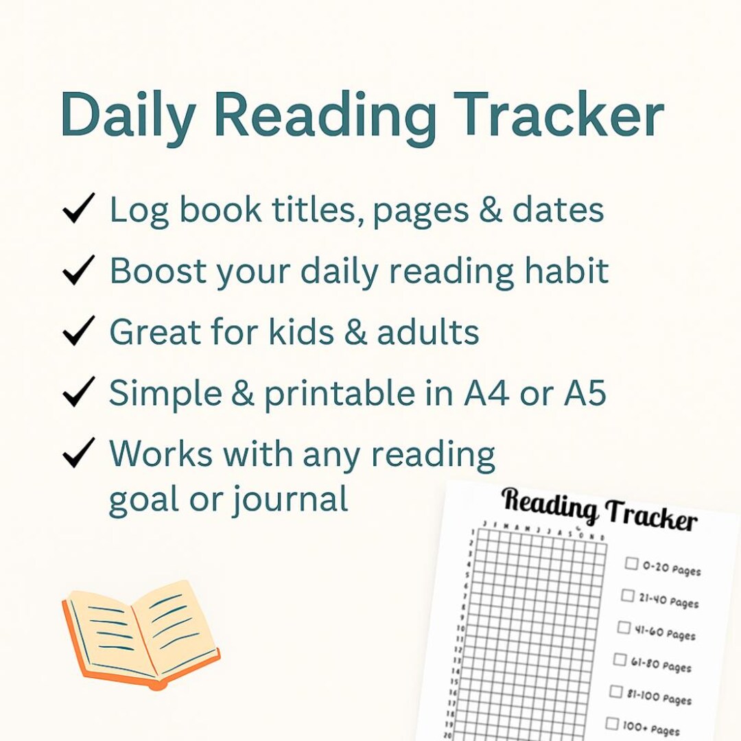 Reading Tracker Printable | Daily Book Log PDF | A4 A5 Reading Habit ...