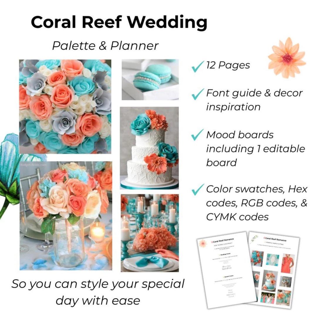 Coral Reef Wedding Palette & Planner | Teal and Coral Color Scheme ...