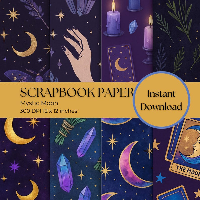 Witchy Digital Paper Pack, Starry Magic Backgrounds, Digital Download ...