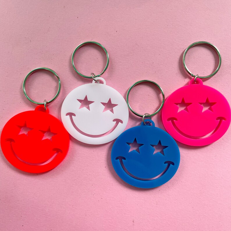Smiley Face Keychains in Assorted Colors and Designs - Etsy
