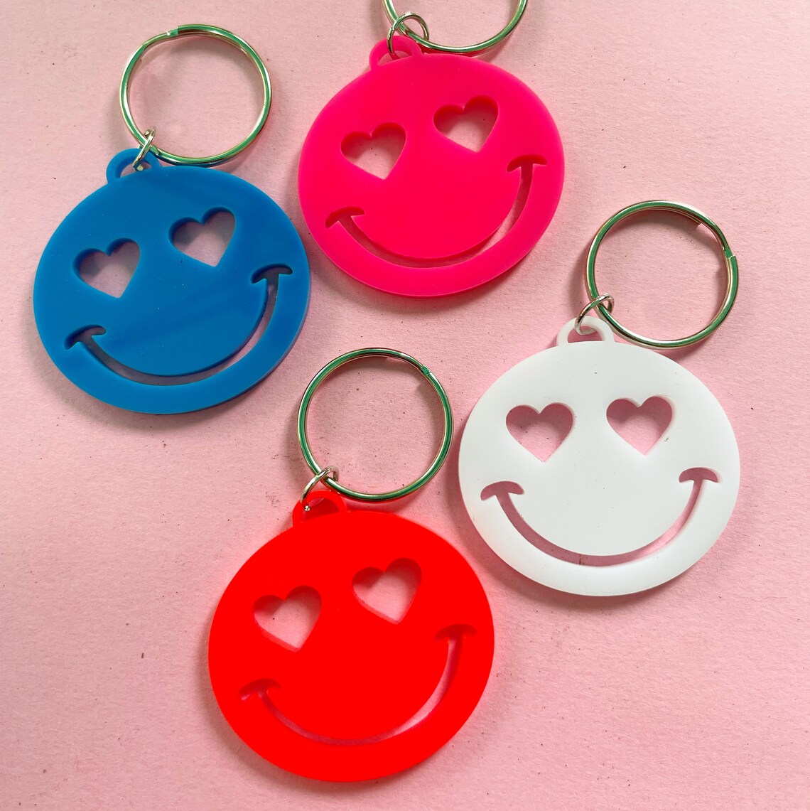 Smiley Face Keychains in Assorted Colors and Designs - Etsy