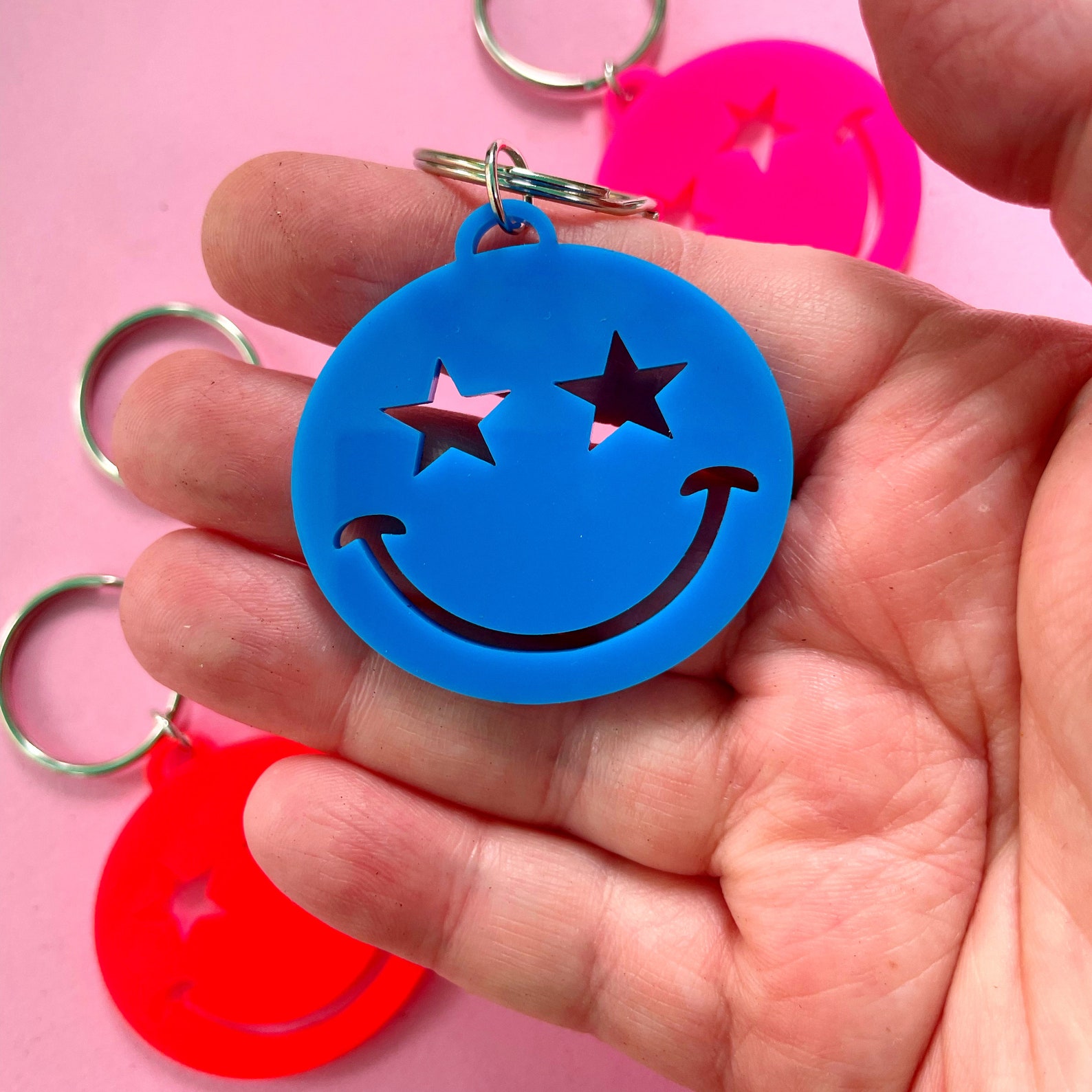 Smiley Face Keychains in Assorted Colors and Designs - Etsy