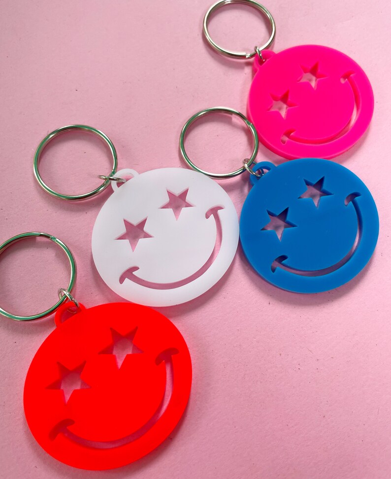 Smiley Face Keychains in Assorted Colors and Designs - Etsy