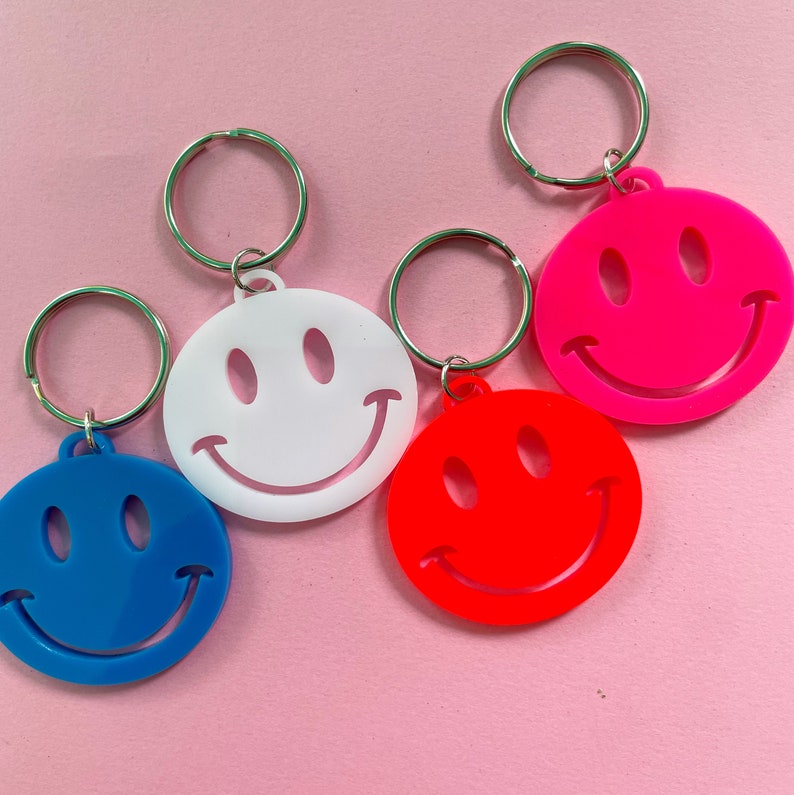 Smiley Face Keychains in Assorted Colors and Designs - Etsy