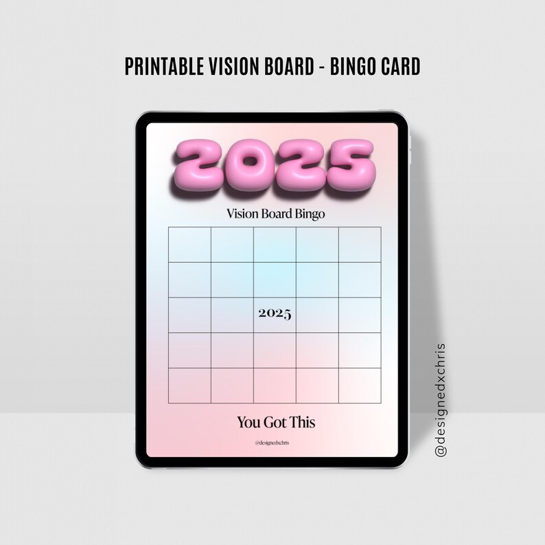 2025 Printable Vision Board Bingo Card - Etsy
