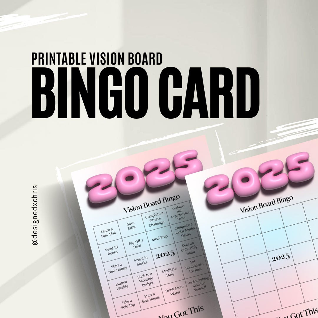 2025 Printable Vision Board Bingo Card - Etsy