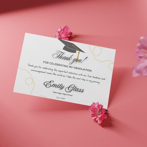 Simple Graduation Thank You Card Template | Graduation Gratitude Note ...