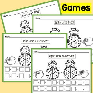 Number Line Addition & Subtraction Frog Hop Print Digital up to 20 ...