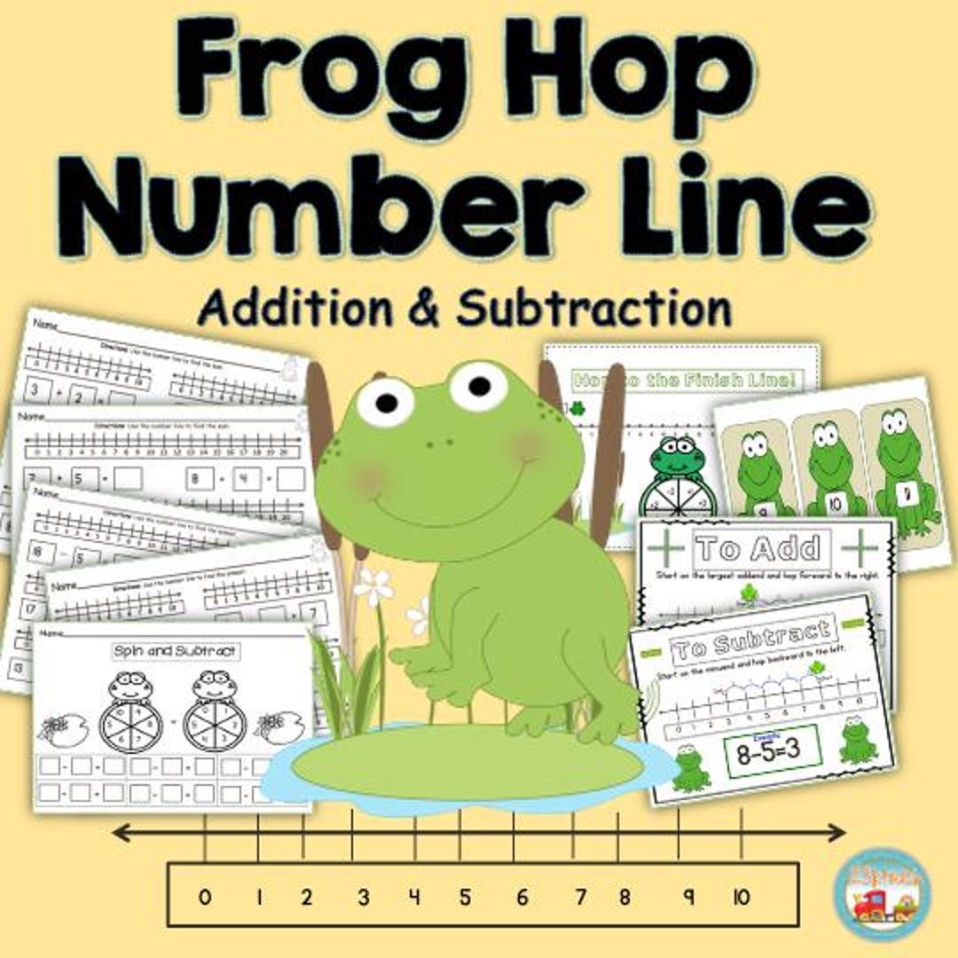 Number Line Addition & Subtraction Frog Hop Print Digital up to 20 ...