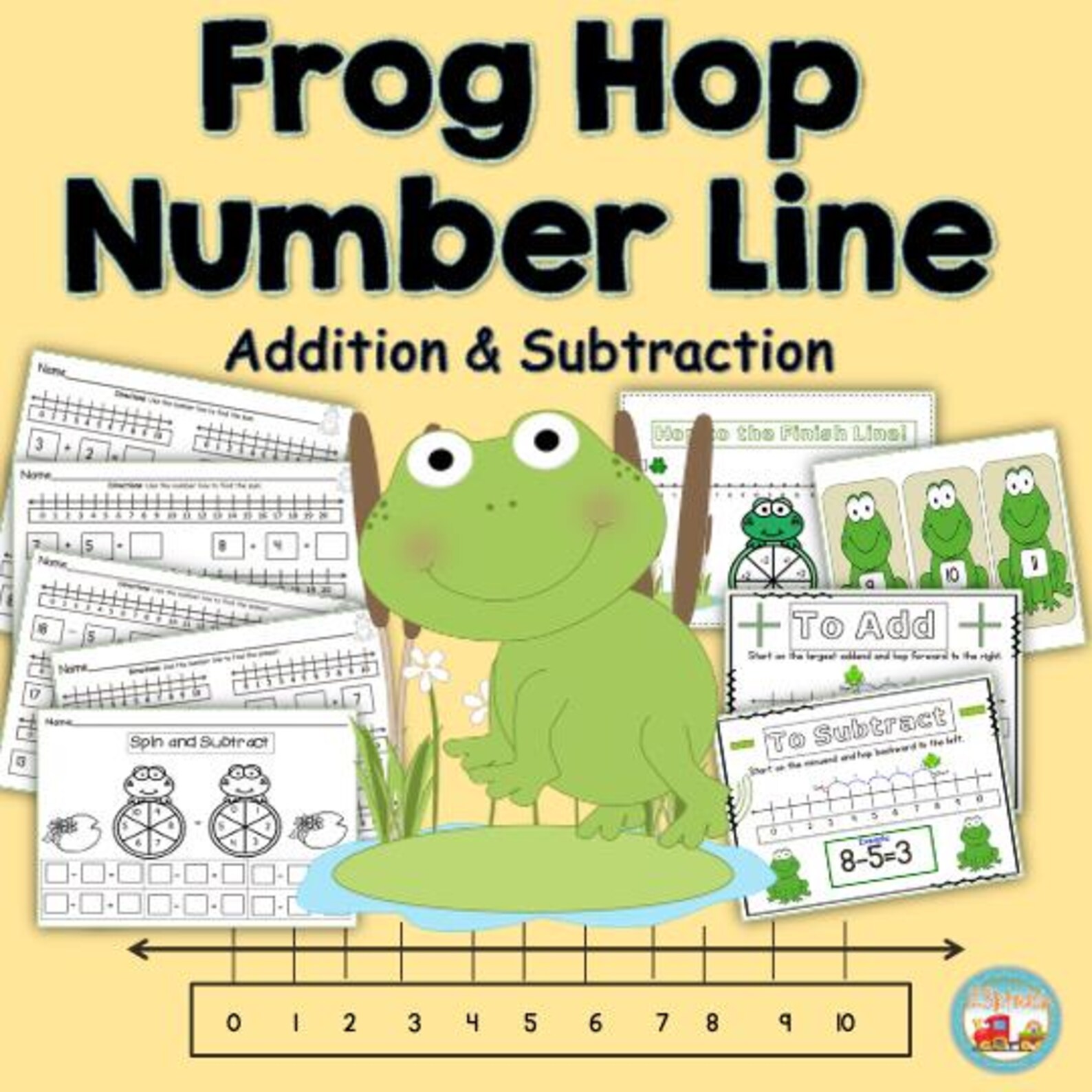 Number Line Addition & Subtraction Frog Hop Print Digital up to 20 ...