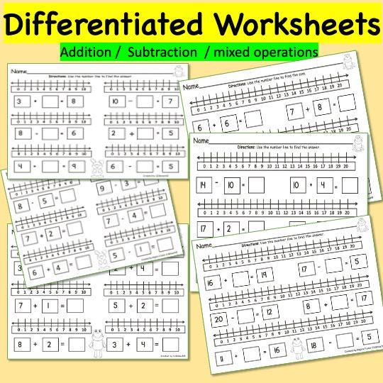 Number Line Addition & Subtraction Frog Hop Print Digital up to 20 ...