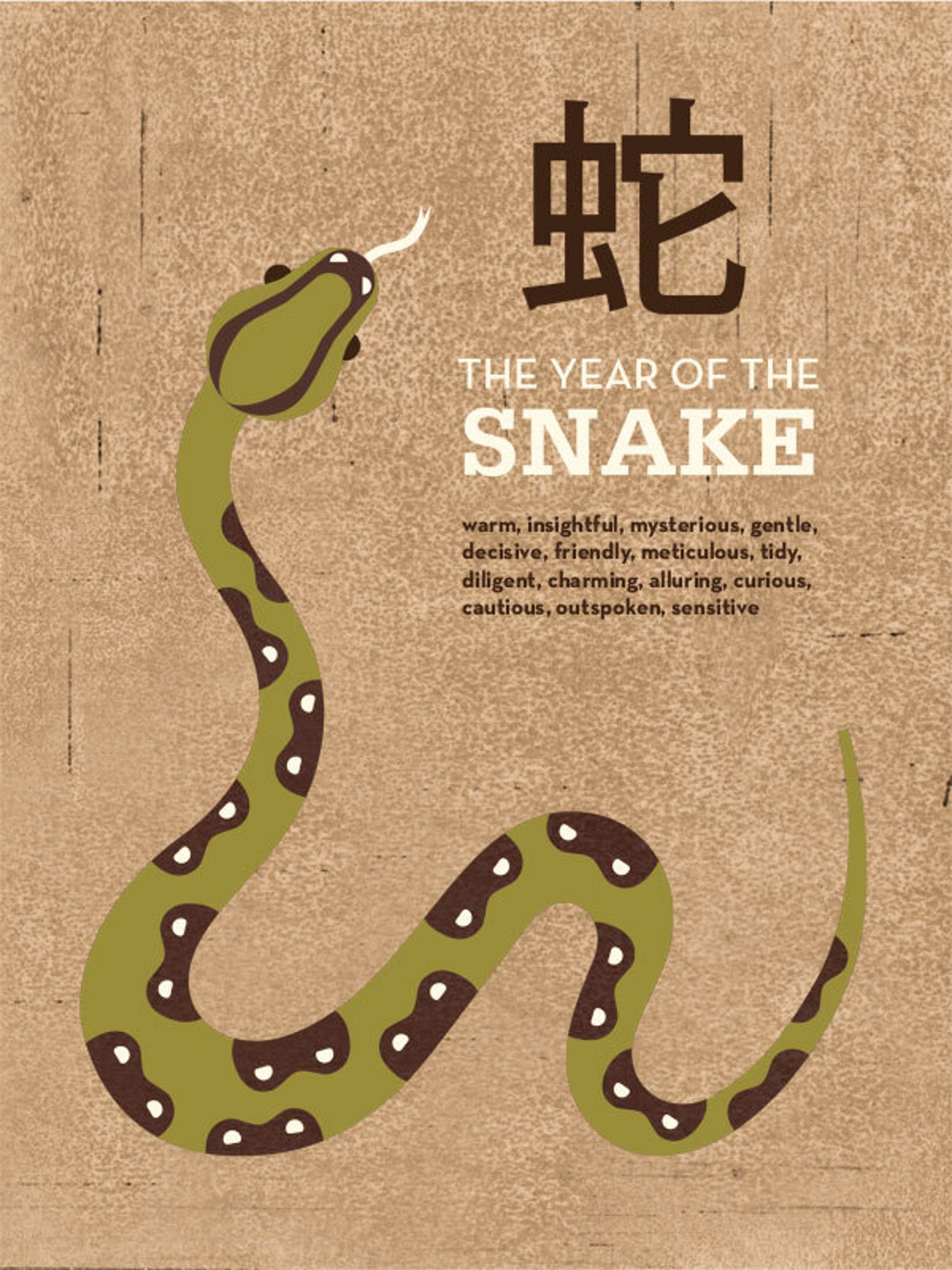Year of the Snake Poster Size Archival Print Zodiac Year: 2013 - Etsy